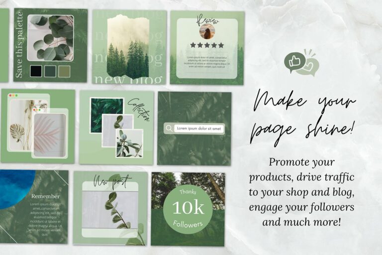 Green Instagram Post Pack – MasterBundles