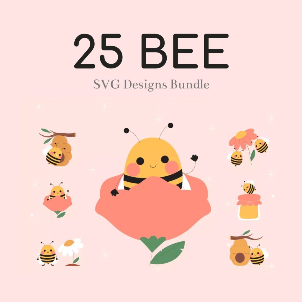 25 Bee SVG Designs Bundle – MasterBundles
