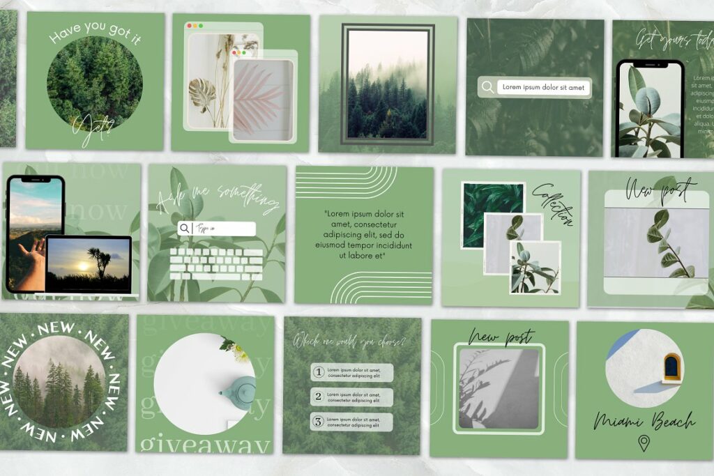 Green Instagram Post Pack – MasterBundles