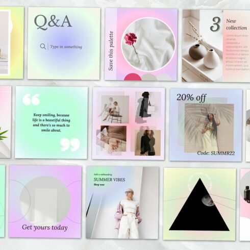 Gradient Instagram Post Templates | Master Bundles