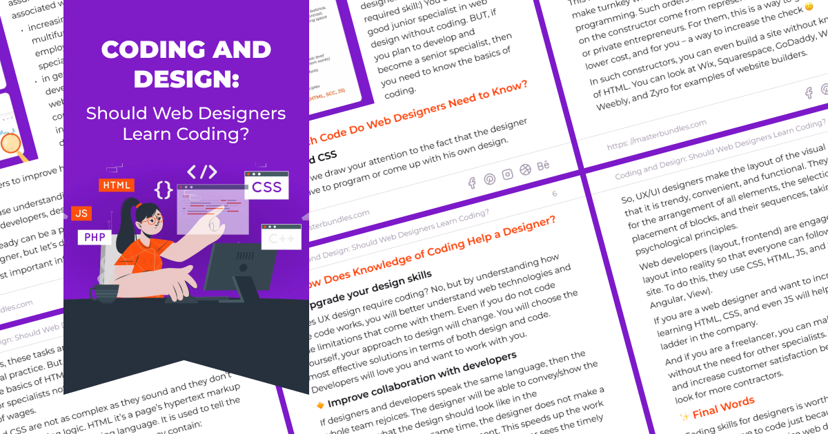 Coding And Design Should A Web Designer Learn Coding Free Guide Masterbundles