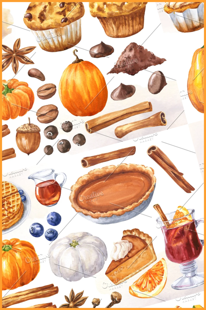 Watercolor Fall Season Food Set – MasterBundles