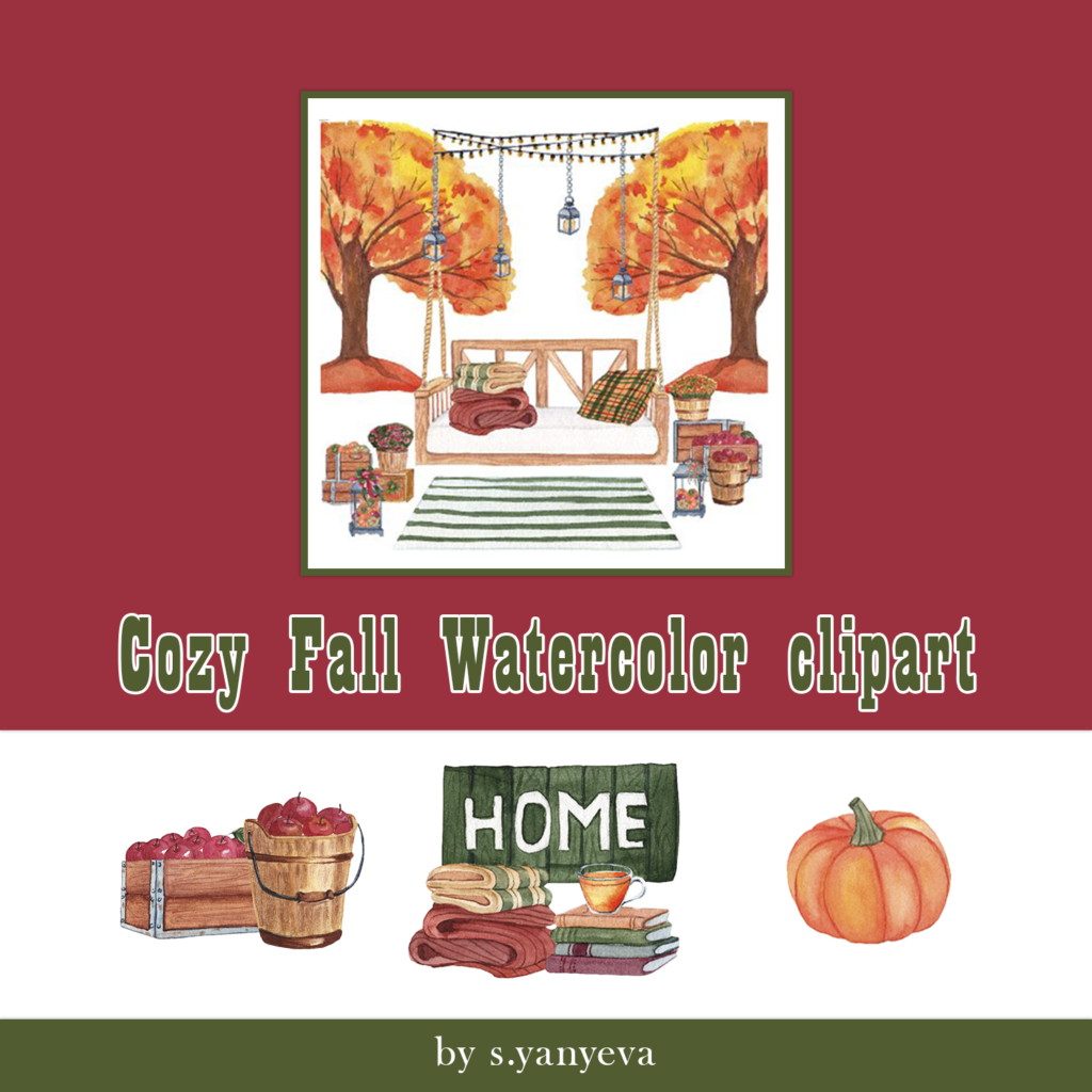 Cozy Fall Watercolor Clipart | Master Bundles