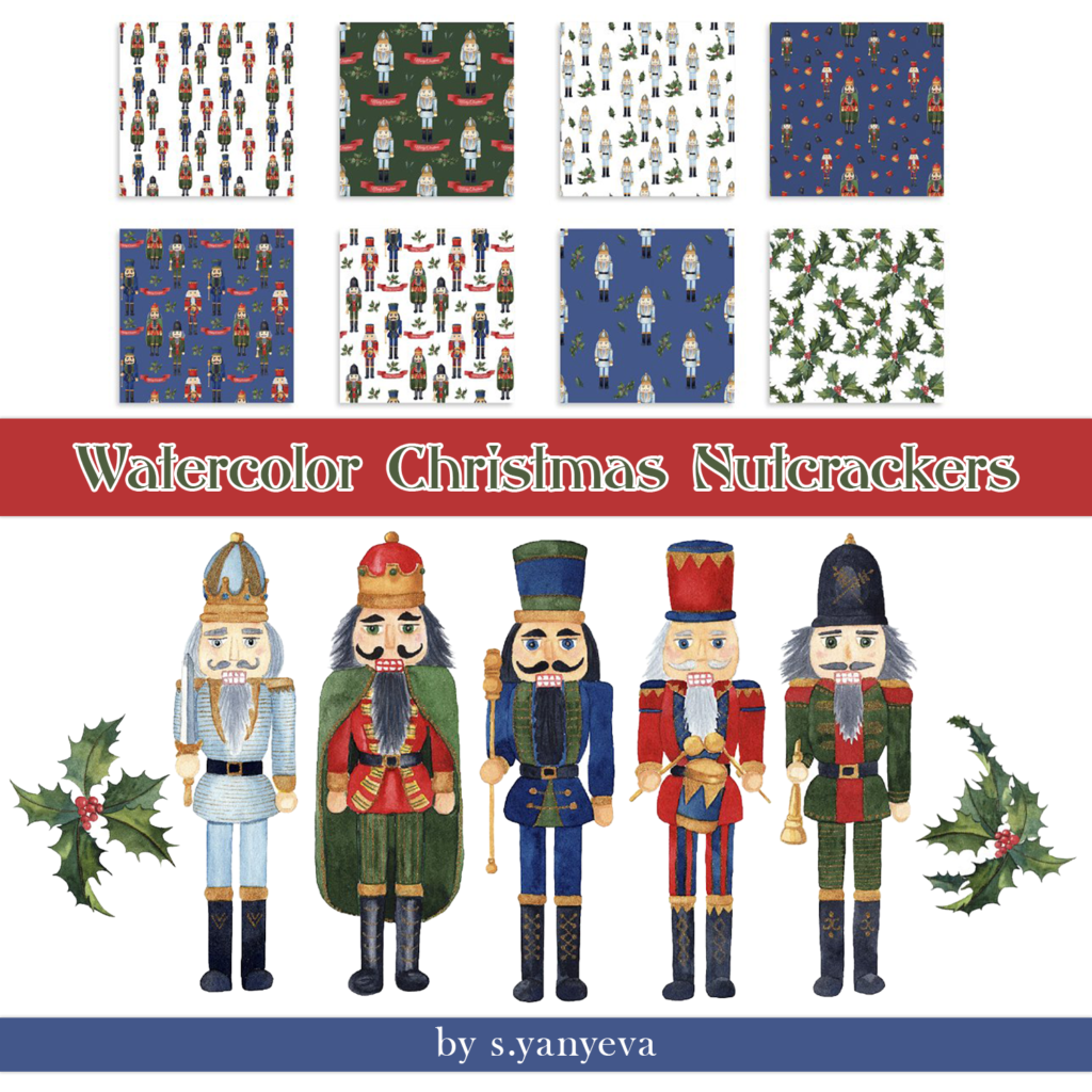 Watercolor Christmas Nutcrackers – MasterBundles