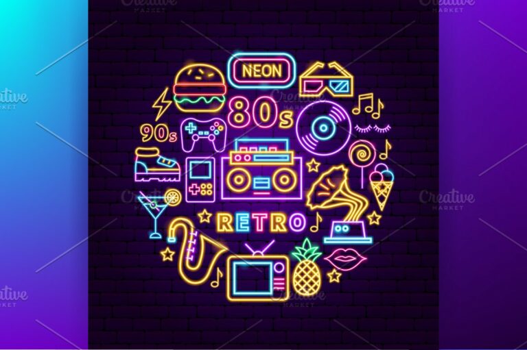 Retro Neon Retro Symbols – MasterBundles