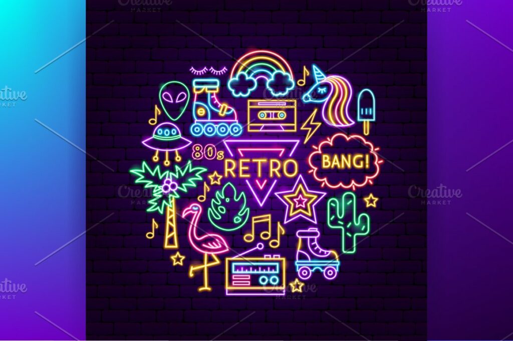 Retro Neon Retro Symbols – MasterBundles