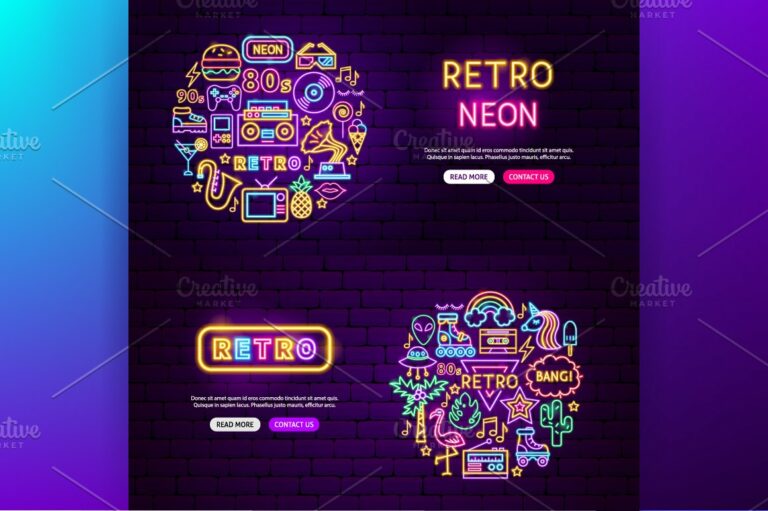 Retro Neon Retro Symbols – MasterBundles