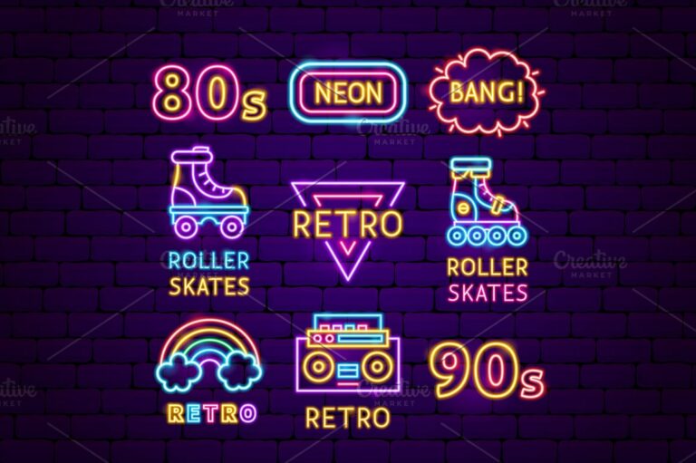 Retro Neon Retro Symbols – MasterBundles