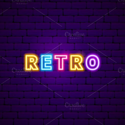 Retro Neon Retro Symbols | Master Bundles