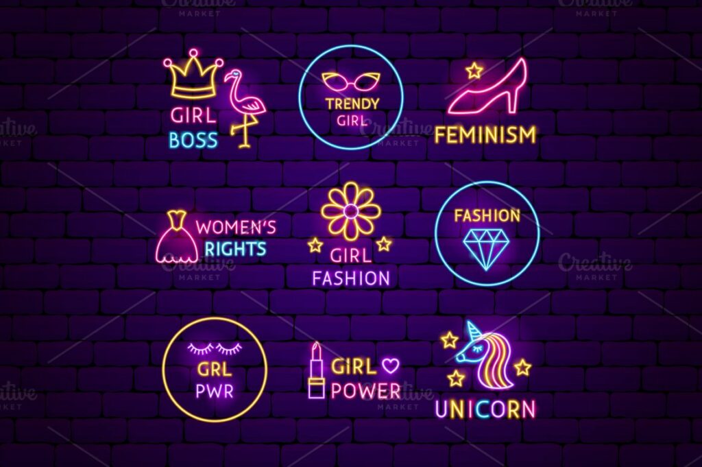 Girl Power Neon Outline Vector – MasterBundles