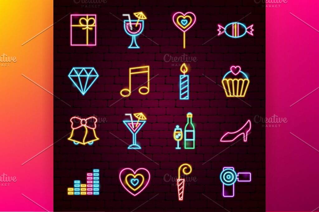 Party Neon Outline Vector Icons – MasterBundles