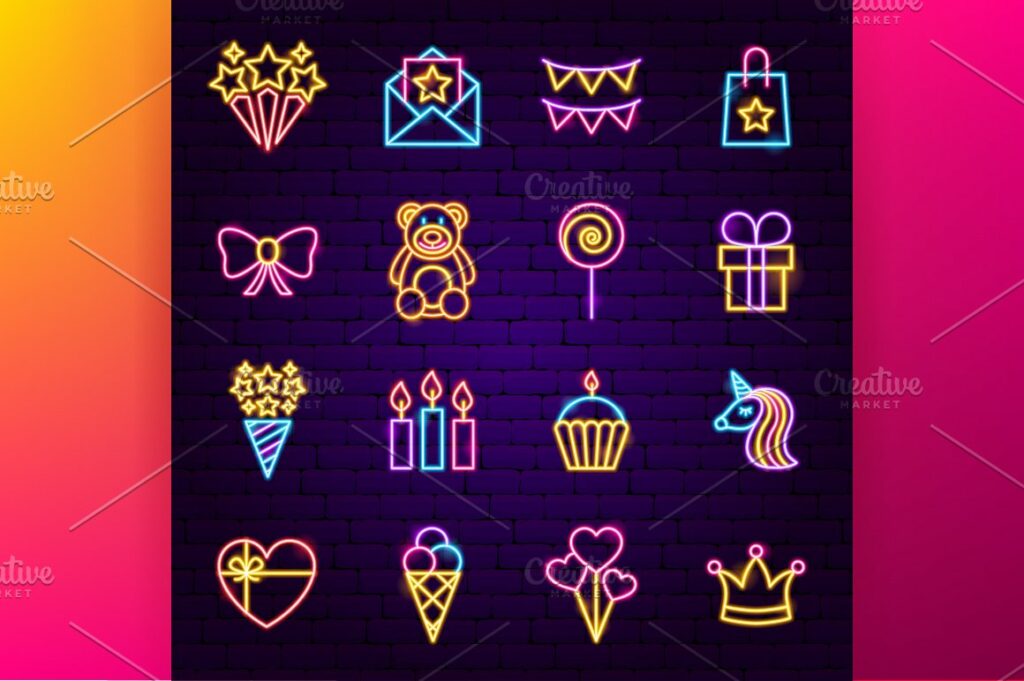 Party Neon Outline Vector Icons – MasterBundles