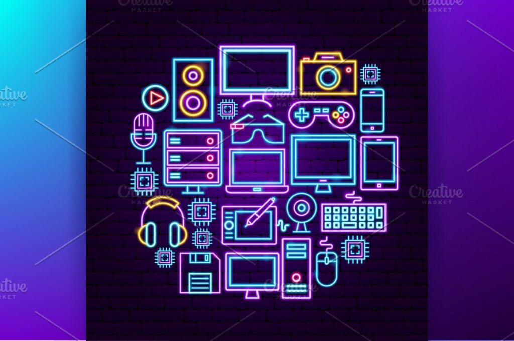 Gadgets Technology Neon Outline Vector Icons – MasterBundles