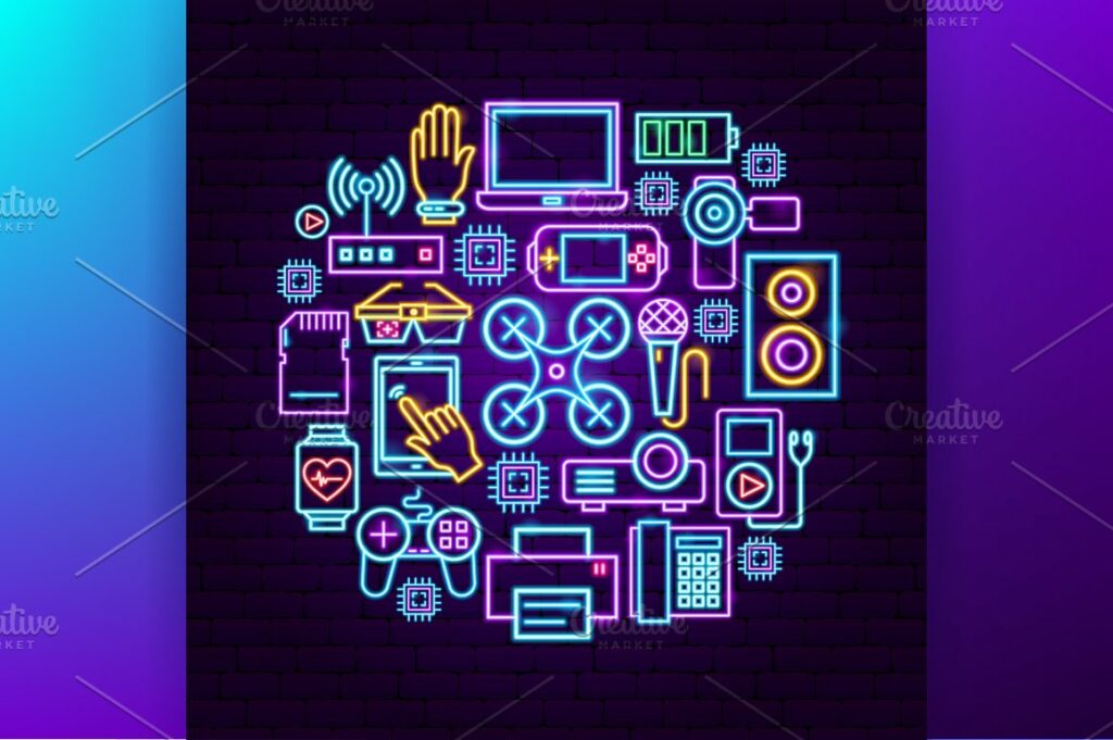 Gadgets Technology Neon Outline Vector Icons – MasterBundles