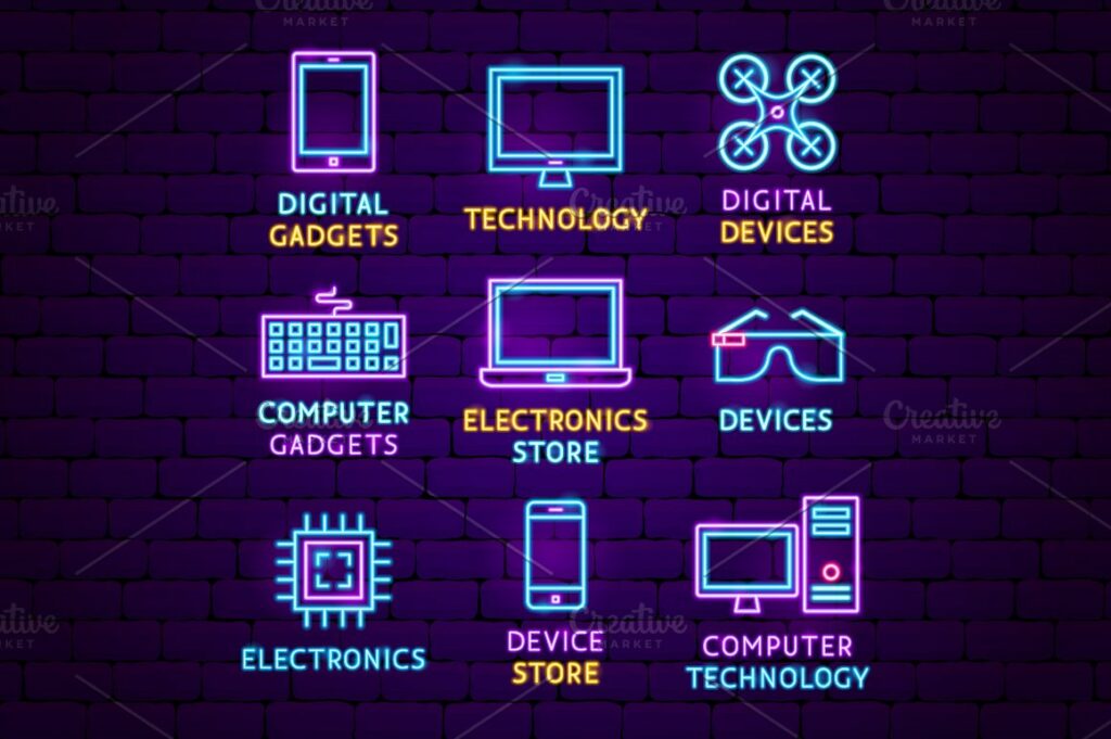 Gadgets Technology Neon Outline Vector Icons – MasterBundles