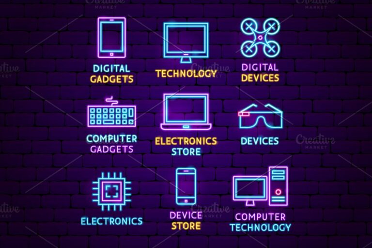 Gadgets Technology Neon Outline Vector Icons – MasterBundles