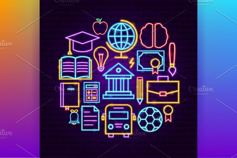 Back To School Neon Outline Vector Icons – MasterBundles