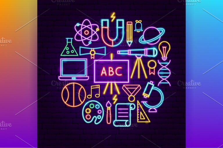 Back To School Neon Outline Vector Icons – MasterBundles