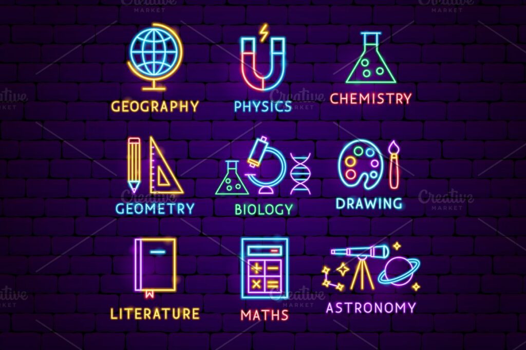 Back To School Neon Outline Vector Icons – MasterBundles