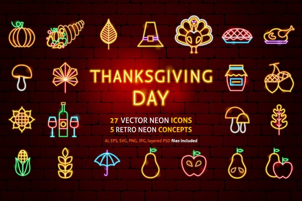Thanksgiving Day Neon – MasterBundles