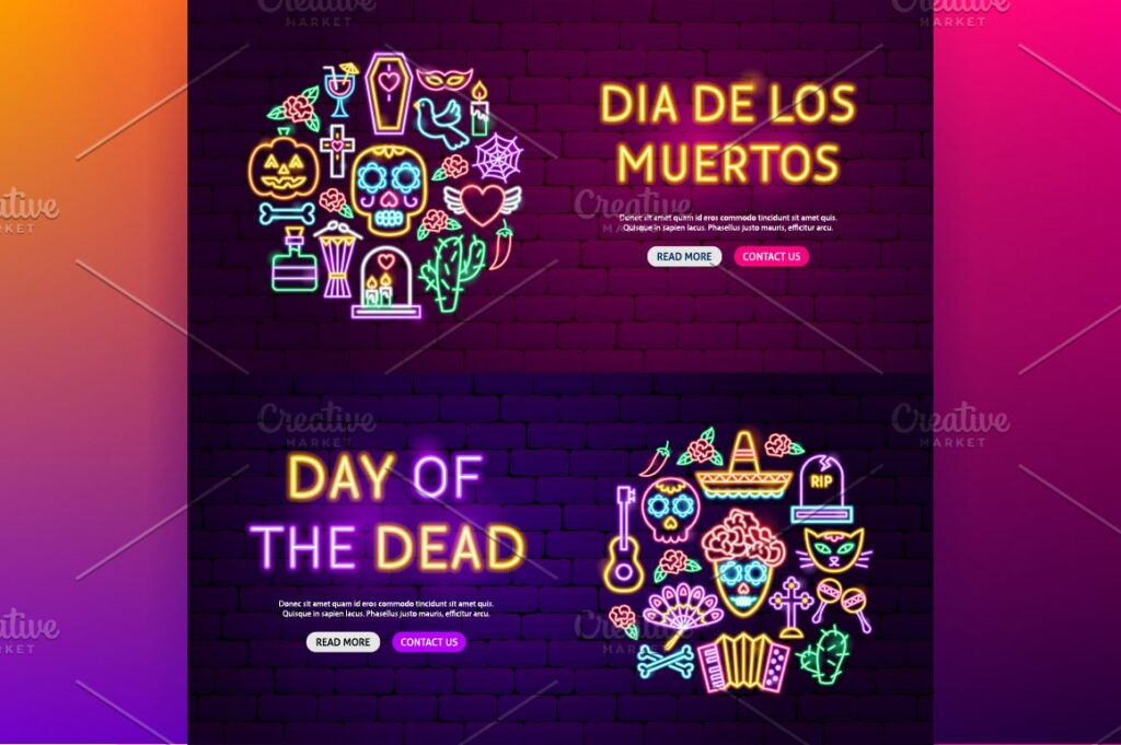 Day Of The Dead Neon icons – MasterBundles