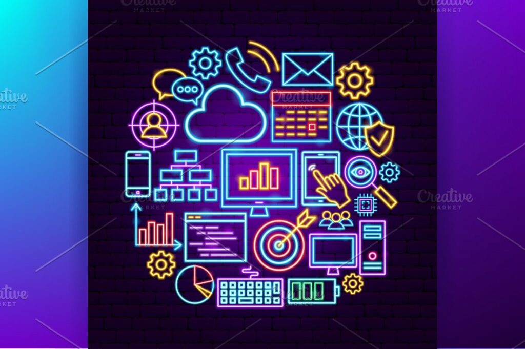 Web Development SEO Neon Icons – MasterBundles