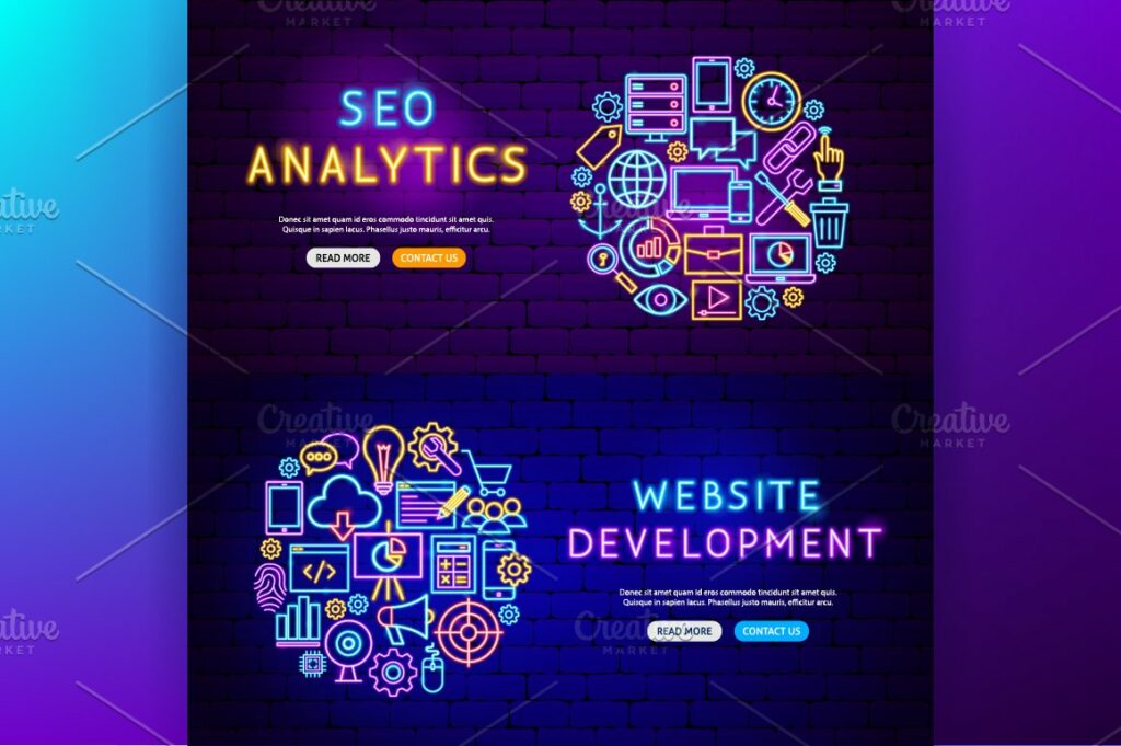 Web Development SEO Neon Icons – MasterBundles