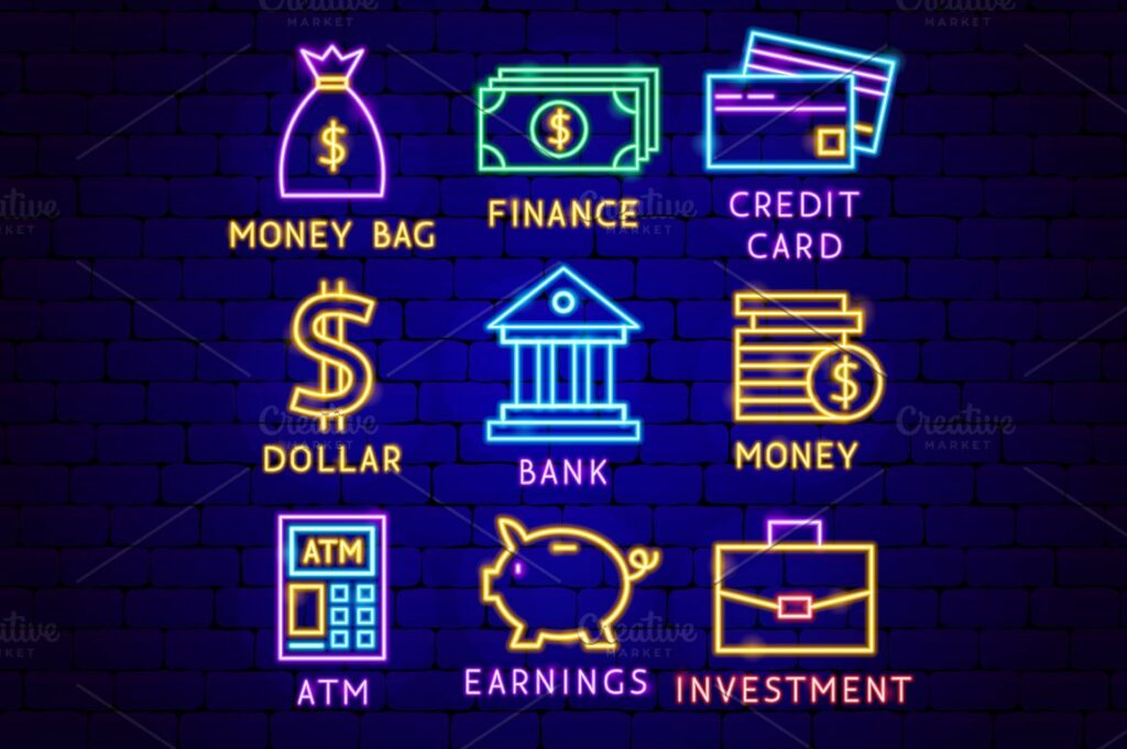 Banking Finance Neon Symbols – MasterBundles