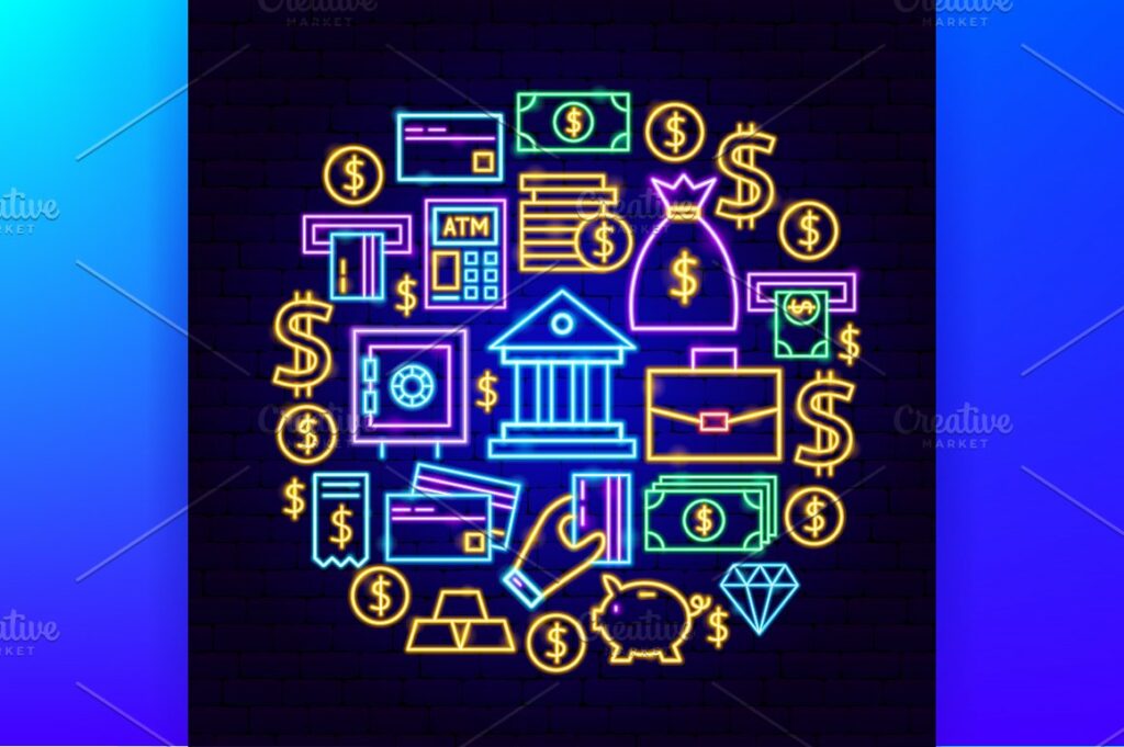 Banking Finance Neon Symbols – MasterBundles