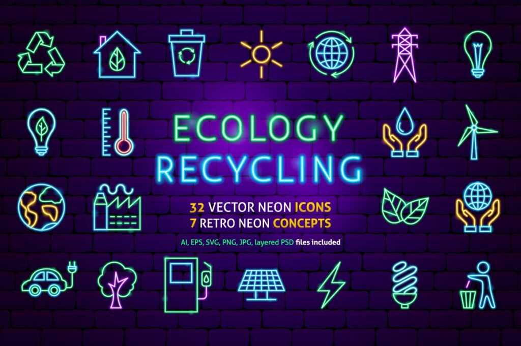Ecology Neon Symbols – MasterBundles