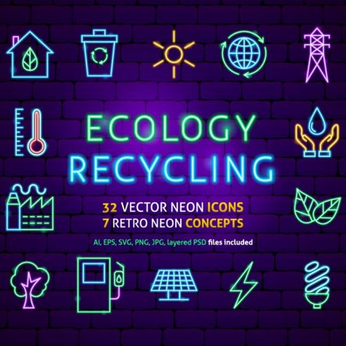 Ecology Neon Symbols | Master Bundles