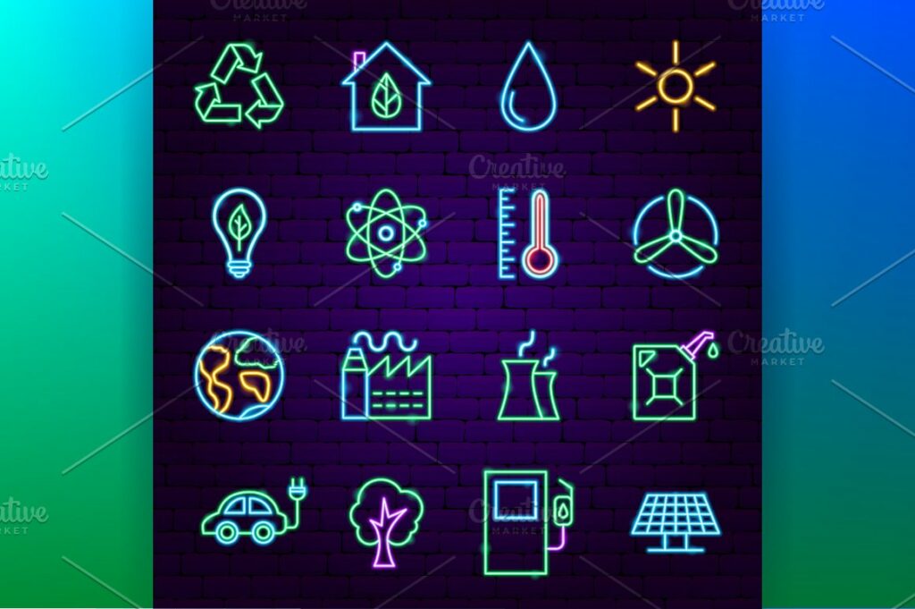 Ecology Neon Symbols – MasterBundles