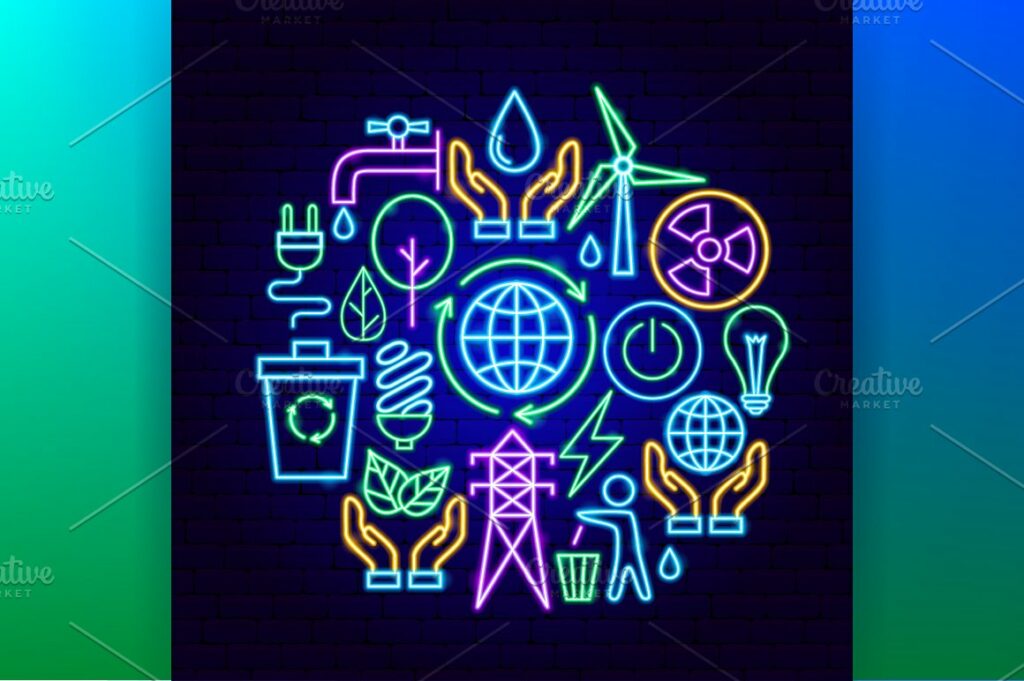 Ecology Neon Symbols – MasterBundles