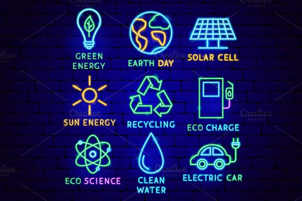 Ecology Neon Symbols – MasterBundles