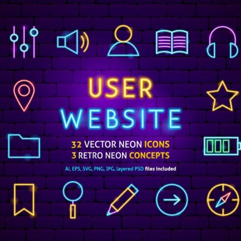 Web UI UX Neon Symbols | Master Bundles
