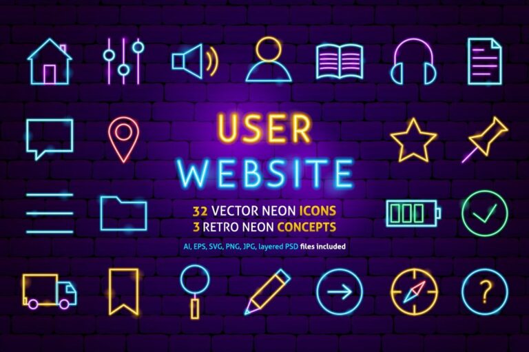 Web UI UX Neon Symbols – MasterBundles