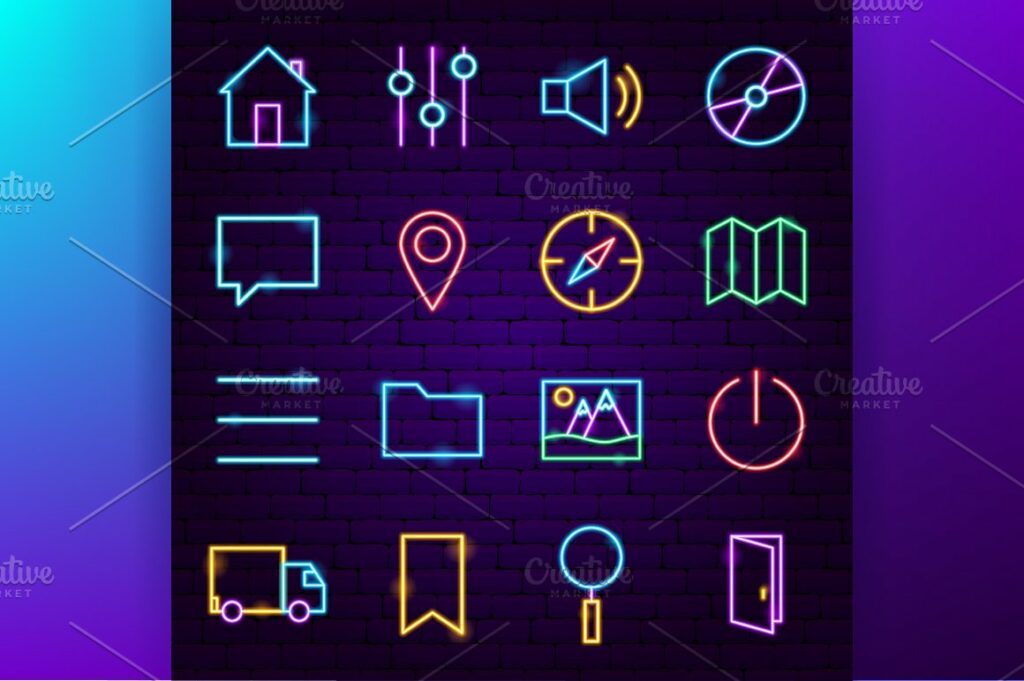 Web UI UX Neon Symbols – MasterBundles