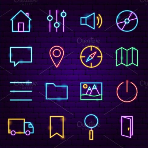 Web UI UX Neon Symbols | Master Bundles