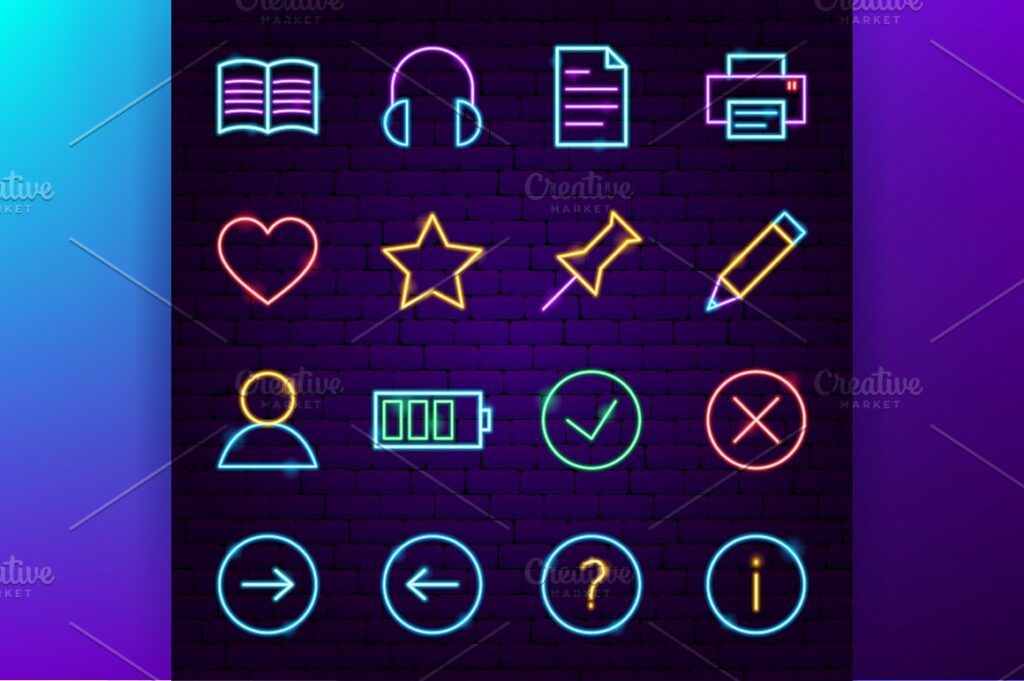 Web UI UX Neon Symbols – MasterBundles