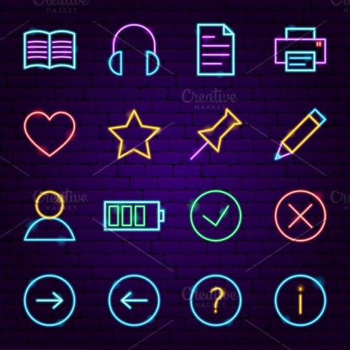 Web UI UX Neon Symbols | Master Bundles