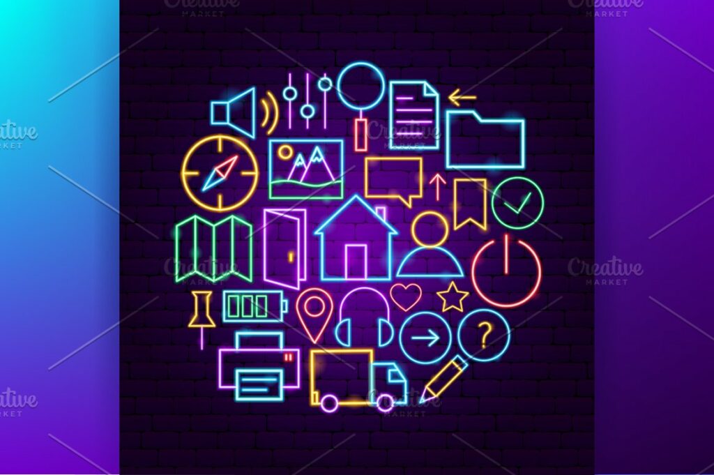 Web UI UX Neon Symbols – MasterBundles