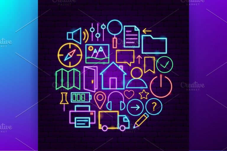 Web UI UX Neon Symbols – MasterBundles