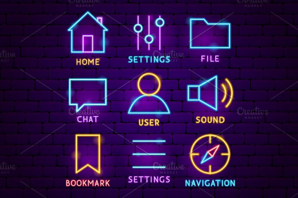 Web UI UX Neon Symbols – MasterBundles