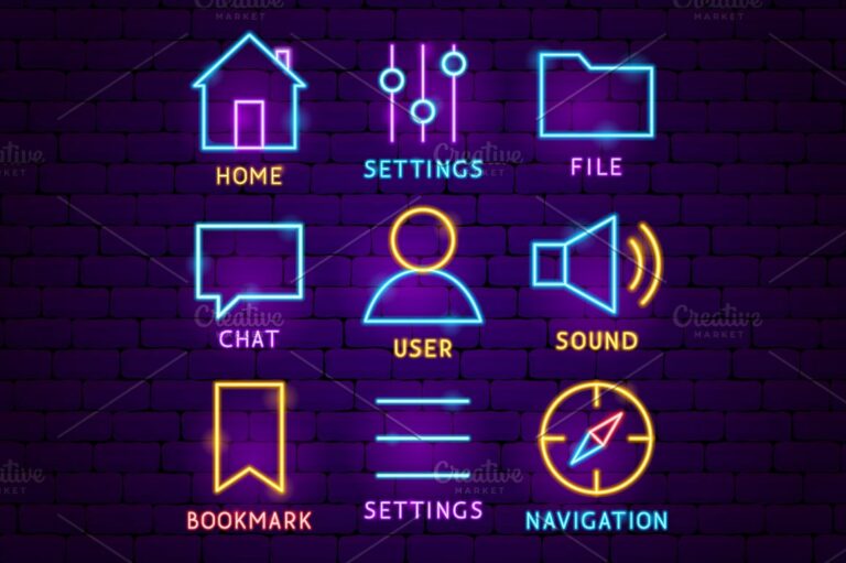 Web UI UX Neon Symbols – MasterBundles