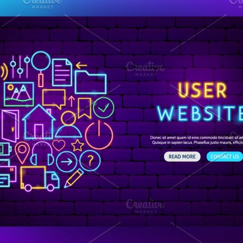 Web UI UX Neon Symbols | Master Bundles