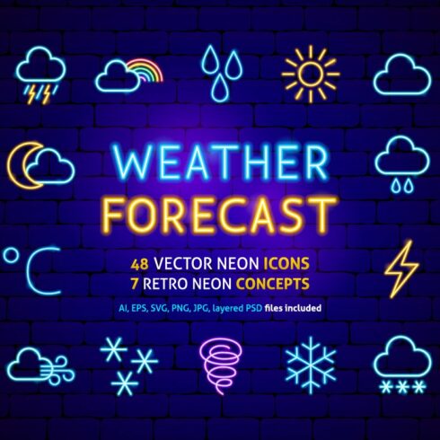 Weather Neon Symbols | Master Bundles