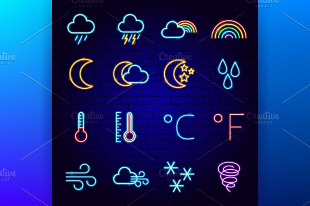 Weather Neon Symbols – MasterBundles