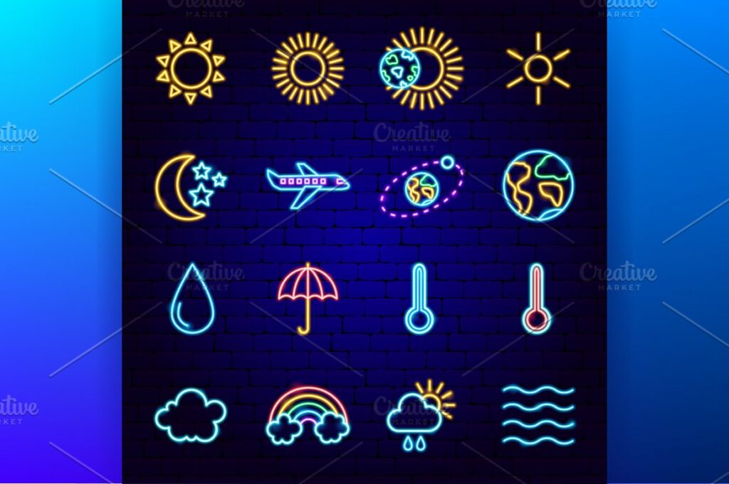 Weather Neon Symbols – MasterBundles