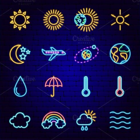 Weather Neon Symbols | Master Bundles