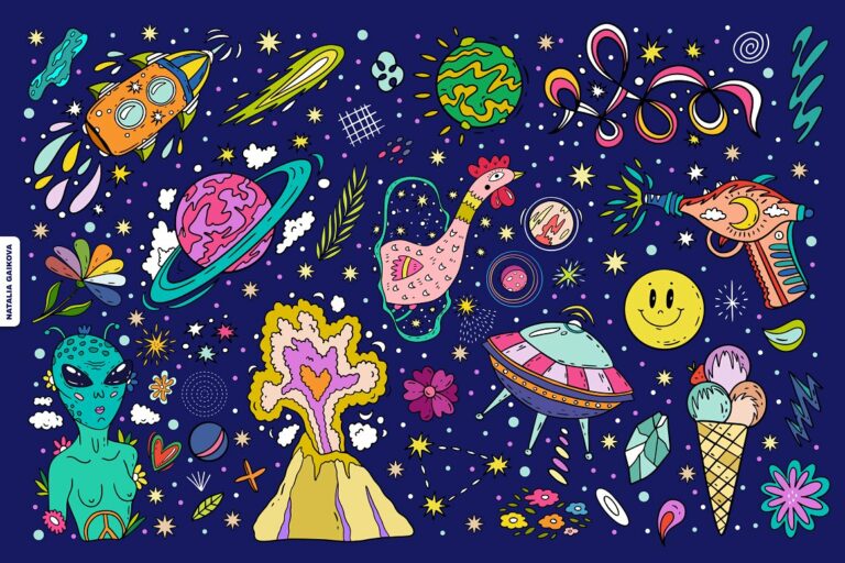 RETRO Cosmic - Bundle AI PNG – MasterBundles